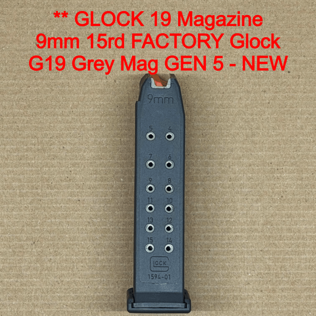 Glock 19 Gen 5 OEM 15 Round Magazine – Grey Finish – 9mm Factory NEW ...
