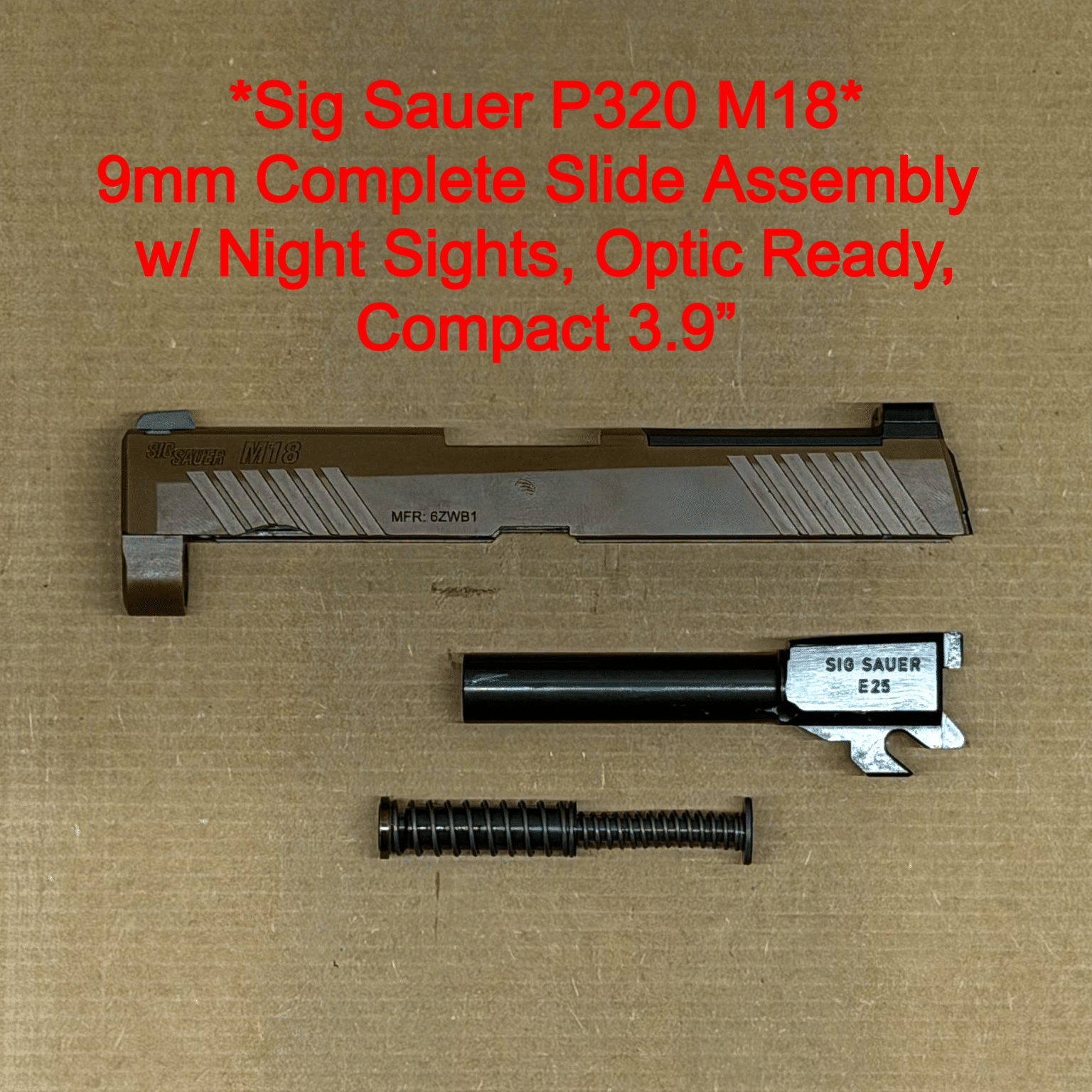 Sig Sauer P320 M17 9mm Complete Slide Assembly W/ Night Sights, Optic ...